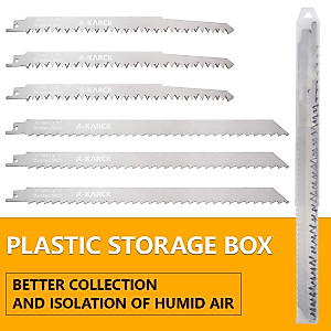 A-KARCK Food Reciprocating Saw Blades for Frozen Meat 6 Pack, Unpainted Stainless Steel Saw Blades for Food Cutting Included 9" and 12"