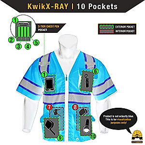 KwikSafety - Charlotte, NC - EXECUTIVE Safety Vest [10 POCKETS] Class 3 ANSI OSHA High Visibility Reflective Heavy Duty Mesh iPad Pocket HiVis Men Construction Work Gear/Yellow Large