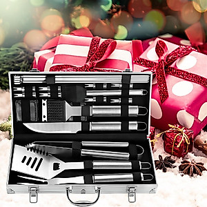 ROMANTICIST Complete Grill Accessories Kit - The Very Best Grill Gift on Birthday Wedding - Professional 21PC BBQ Accessories Set with Case for Outdoor Camping Grilling Smoking