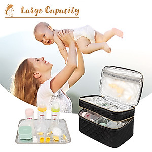 Breast Pump Bag Compatible with Wearable Breast Pump, Ethereal Carrying Case and Waterproof Pump Parts Pad, Black