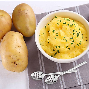 3 PCS Slotted Spoons Stainless Steel,Caviar Spoons for Home Restaurant Pressed Fruit Potato Garlic Paste Filter SoupQA
