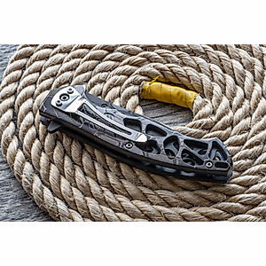 SE Spring Assisted Drop Point Folding Knife with Brown Snake Skin Design - KFD20022-1