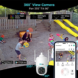 SOVMIKU CQ1S 2K Battery Security Camera Wireless Outdoor, PIR Motion Detection, Two-Way Audio, 360° View Pan/Tilt, Easy to Setup, Night Vision, Audible Flashlight Siren,SD Slot