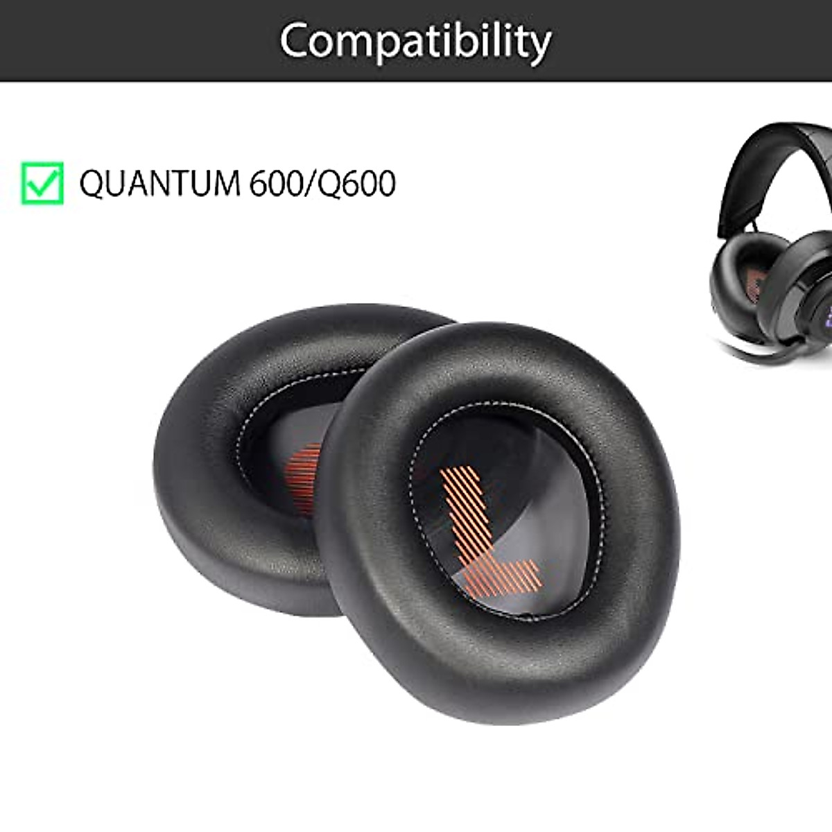 Aiivioll Replacement Earpads Pillow Ear Pads Foam Cushion Cover Cups Repair Parts for Quantum 600 Wireless Headphone Accessories（Black）