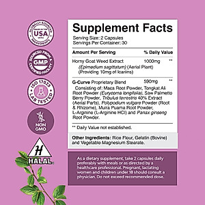 G-Curve Breast and Butt Enhancer Pills May Support Voluptuous Curves - Herbal Enhancement Pills with Horny Goat Weed for Women Saw Palmetto Extract and L-Arginine *Results May Vary