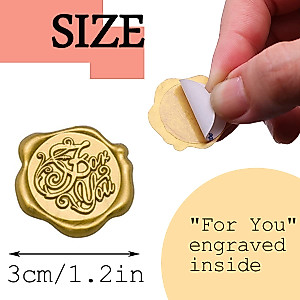 50 PCS Wax Seal Stickers Envelope Seal Stickers Wedding Envelope Seals Self Adhesive Gold Stickers Set for Invitations Cards Party Favors/Birthday Party Supplies