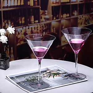 BACLIFE Martini Glasses Set of 4-9.5 oz Coupe Glass Set with Stem - Handblown Crystal Cocktail Glasses - Elegant Cocktail Glasses for Bar, Margarita, Cosmopolitan, Manhattan, Gimlet