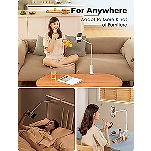 Viozon Phone Holder, Flexible Long Arm,Overhead Mount,360° Angle Adjustable,Aluminum Alloy, C Clamp for Headboard Bedside&Table&Desk,Compatible with 3.5"-6.7" Phone,iPhone 14 Plus/Pro Max W