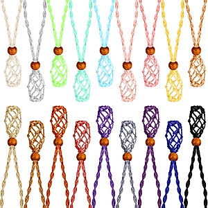 BBTO 18 Pcs Adjustable Crystal Necklace Holder Empty Stone Holder Pendant Stone Holder for Replacement Hand Woven Necklace Cord, (BBTO-KD7328)