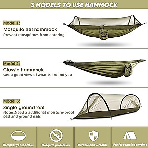 Chihee Ultra-Light Travel Camping Hammock Pop-up Net Hammock 660lbs Load Capacity,Breathable,Quick-drying Parachute Nylon 2 Premium Carabiners,2 Tree Slings Included for Outdoor Backpacking Hiking