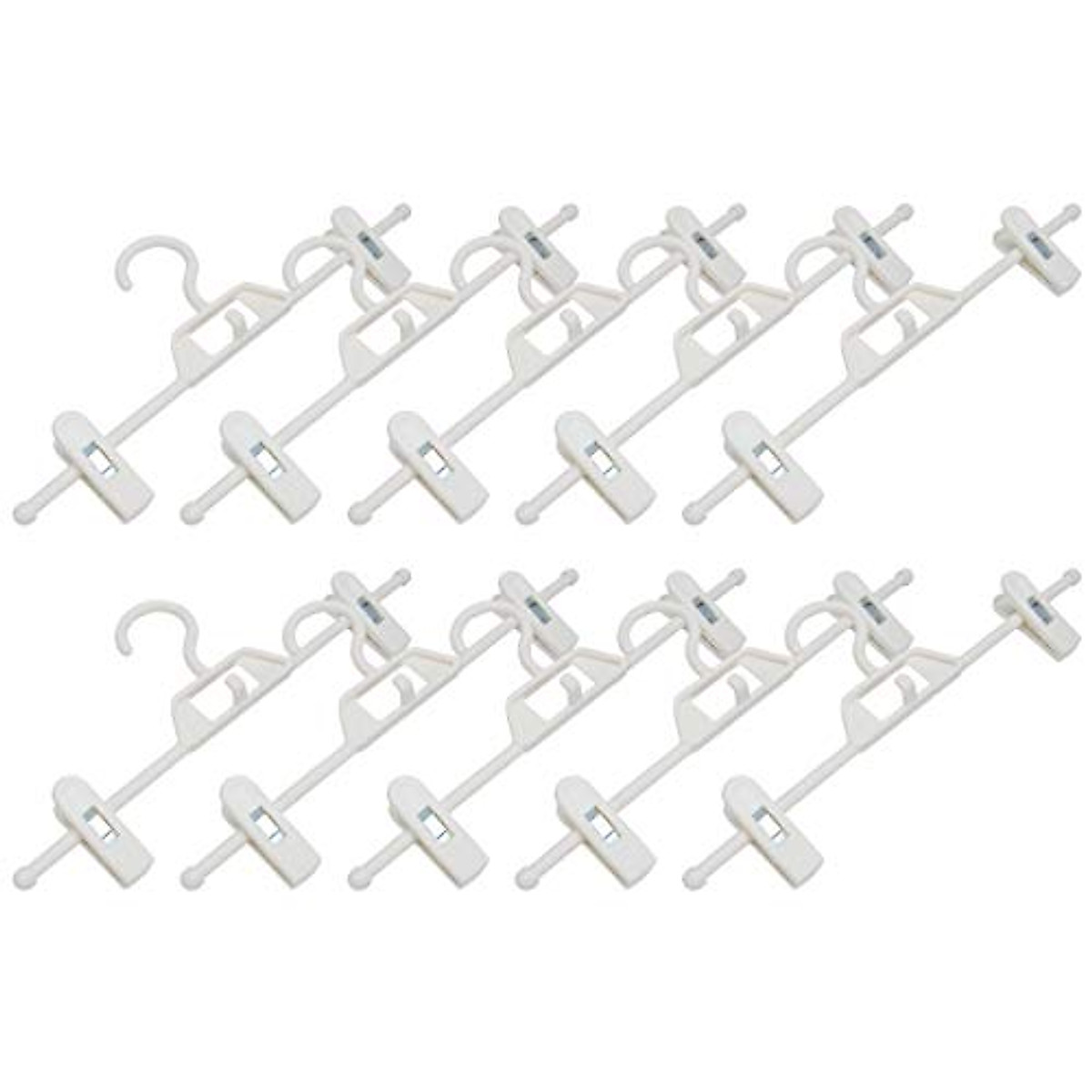 DOITOOL 10PCS Plastic Pants Hangers with Clips Space Saving Hanger for Clothes, Sturdy Skirt Hangers with Adjustable Clip, Closet Clip Hangers for Pant, Jeans, Skirts, Slacks (White)