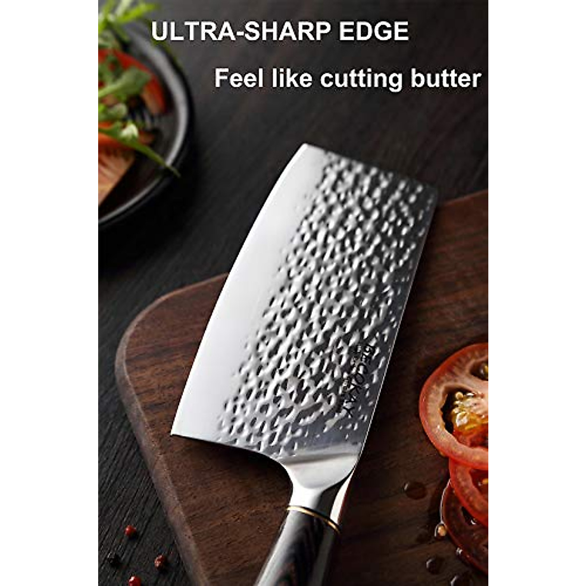 BECOKAY Cleaver Knife - 7 Inch Meat Cleaver, German High Carbon Stainless Steel Butcher Knife with Ergonomic Handle for Home Kitchen and Restaurant, Ultra Sharp Chopper Knife