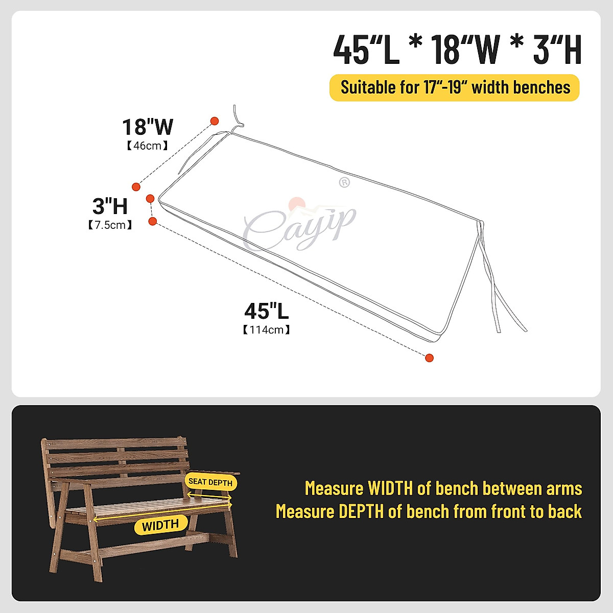 CAYIP Bench Lounger All Weather Chair Outdoor Bench Cushions with Seat and Back Wicker Tufted Patio Pillow for Outdoor Furniture,Floral,White Peony