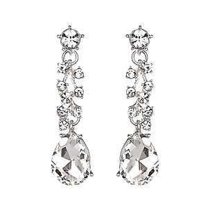 Molie Bridal Austrian Crystal Necklace and Earrings Jewelry Set Gifts fit with Wedding Dress(Clear)