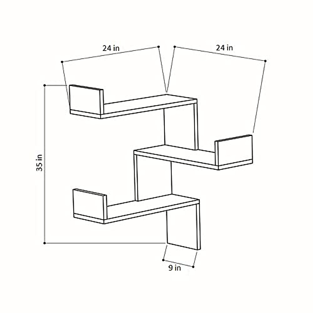 Ada Home Décor Walker Wall Shelf, 24" x 35" x 9", White