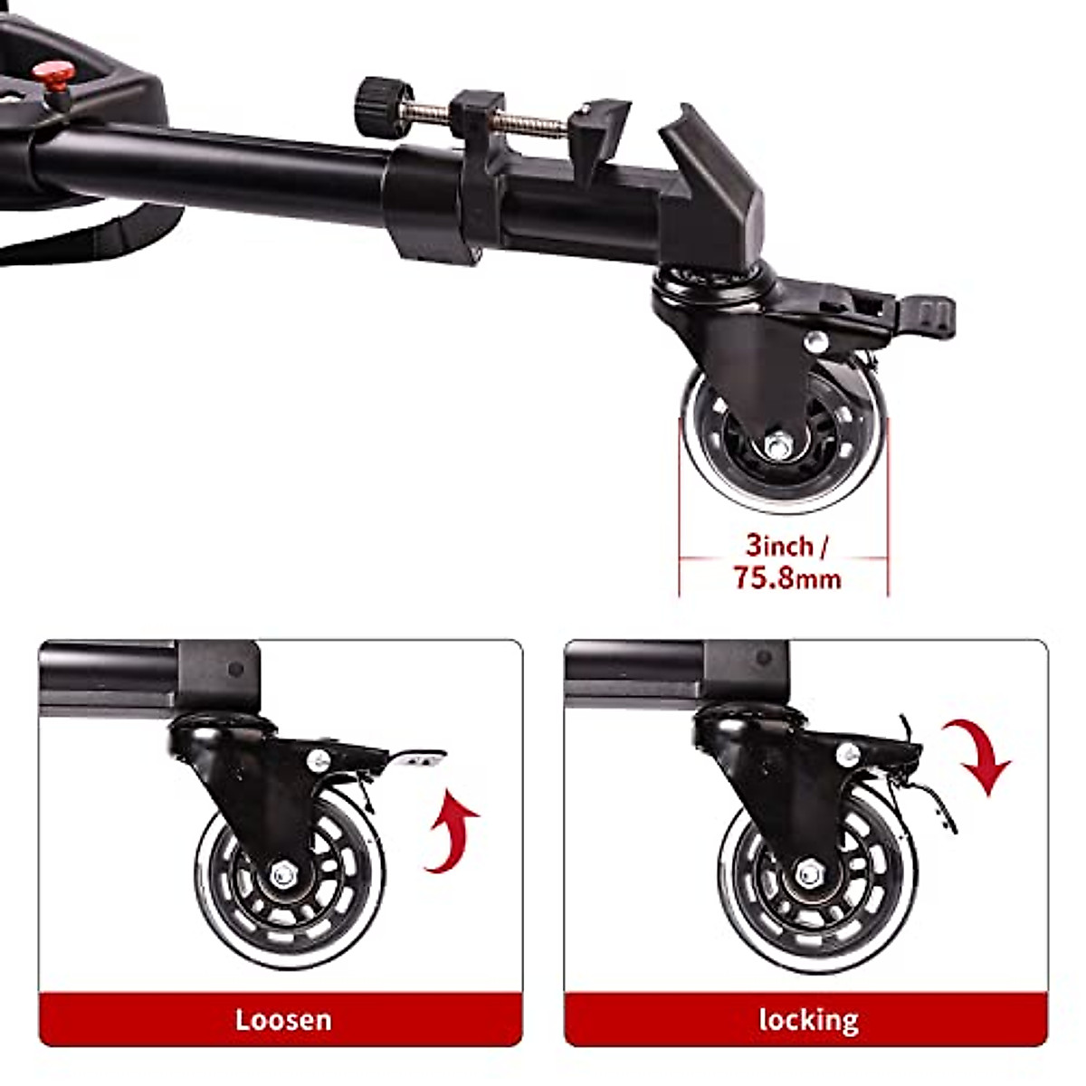 Famall Photography Tripod Dolly, Heavy Duty Tripod Dolly with 3" Wheels, Adjustable Legs and Carry Bag, Portable Tripod Wheels Compatible with Most Video Tripods and Light Stands