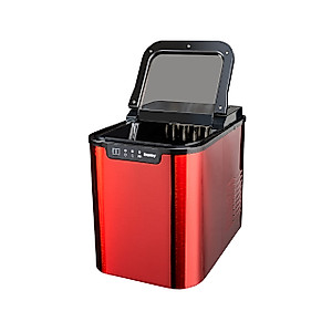 Danby DIM2500RDB Countertop Ice Maker, Makes 25 lbs Ice in 24 Hrs, Holds 2 lbs of Ice, Red Ice Machine with Electronic Controls, LED Display and Self Clean Function