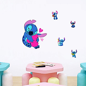 SKTFFR Lilo & Stitch Wall Stickers Cartoon Wall Decals Excellent Vinyl Wall Decor for Girls Room Living Room (Size 17.7 x 23.7 inch)