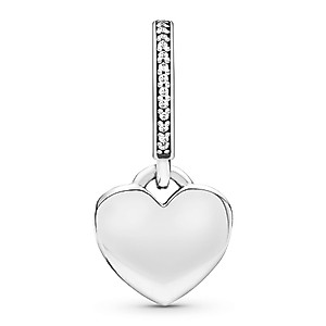 PANDORA Heart Dangle Charm - Compatible with PANDORA Moments Bracelets - Jewelry for Women - Made with Sterling Silver & Cubic Zirconia