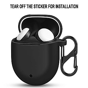 LiZHi for Google Pixel Buds A-Series Case (2021) / Pixel Buds 2 Case (2020), Soft Silicone Skin Cover Shock-Absorbing Protective Case with Keychain for Google Pixel Buds(Black)