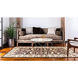 Unique Loom Voyage Collection Traditional Oriental Classic Intricate Floral Design Area Rug, 5 ft x 8 ft, Brown/Gold