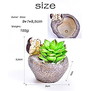 Cute Little Hedgehog Flowerpot with Drainer Garden Flowerpot Resin Succulent Potted Bonsai Plant Stand Home Desk Mini Ornaments Does Not Contain Plants