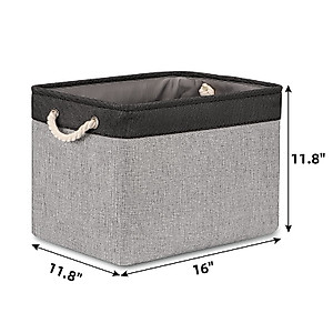 Bidtakay Baskets Set Fabric Storage Bins-Black&Grey Bundled Baskets of 2 Large Baskets 16" X 11.8" X 11.8" + 6 Small Baskets 11.8" X 7.8" X 5"