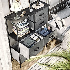 YITAHOME 7-Drawer Fabric Dresser, Furniture Storage Tower Cabinet, Organizer for Bedroom, Living Room, Hallway, Closet & Nursery, Sturdy Steel Frame, Wooden Top, Easy-to-Pull Fabric Bins(Charcoal)