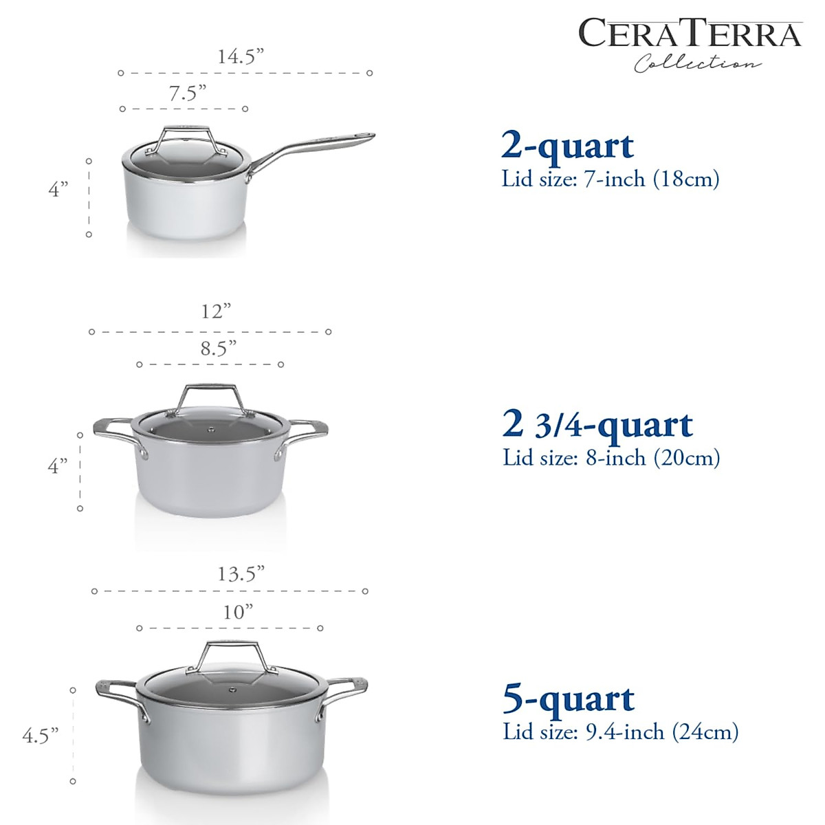 TECHEF - CeraTerra Collection, 2.8-quart Ceramic Nonstick Soup Pot with Glass Lid (PFAS, PTFE, and PFOA Free), Made in Korea (2.8-quart)