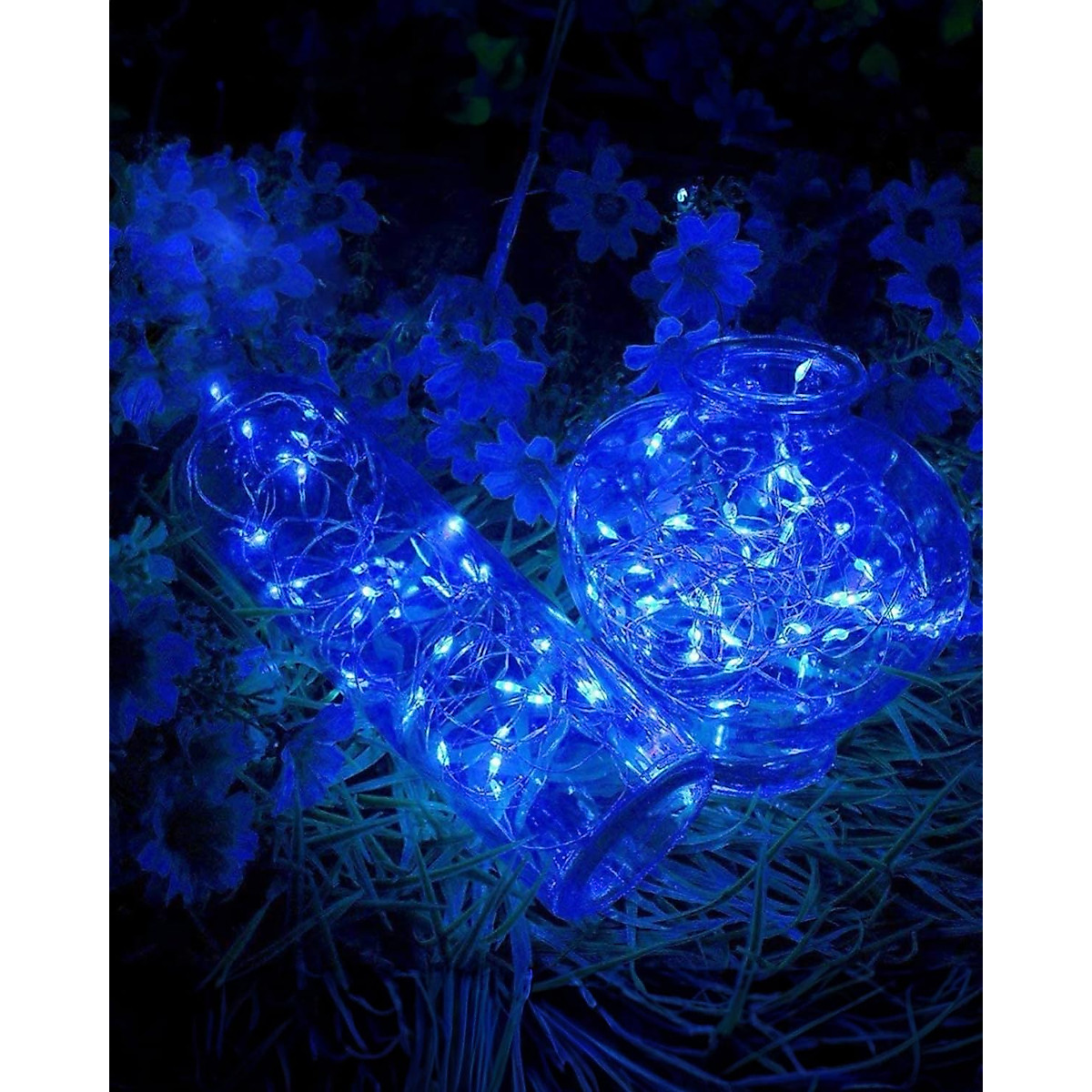 Twinkle Star 2 Pack Outdoor Solar String Lights, Total 80 FT 240 LED Solar Fairy Lights Outside Waterproof 8 Modes, Christmas Tree Light for Patio Garden Party Backyard Wedding Decor Blue