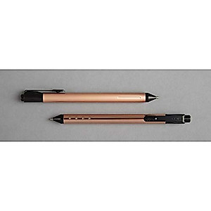 TUL® Fine Writing Solid Metal Barrel Ballpoint Pen With 2 Refills, Medium Point, 1.0 mm, Rose Gold Barrel, Black/Blue In