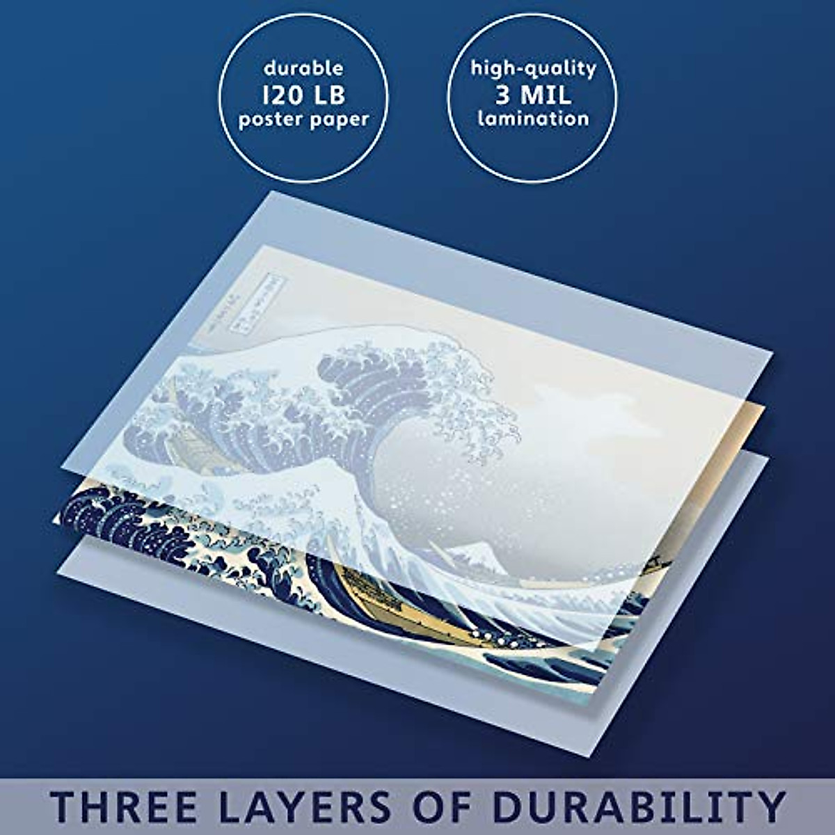 2 Pack - Skeleton by Vincent Van Gogh & The Great Wave Off Kanagawa by Katsushika Hokusai - Fine Art Poster Prints (Laminated, 18" x 24")