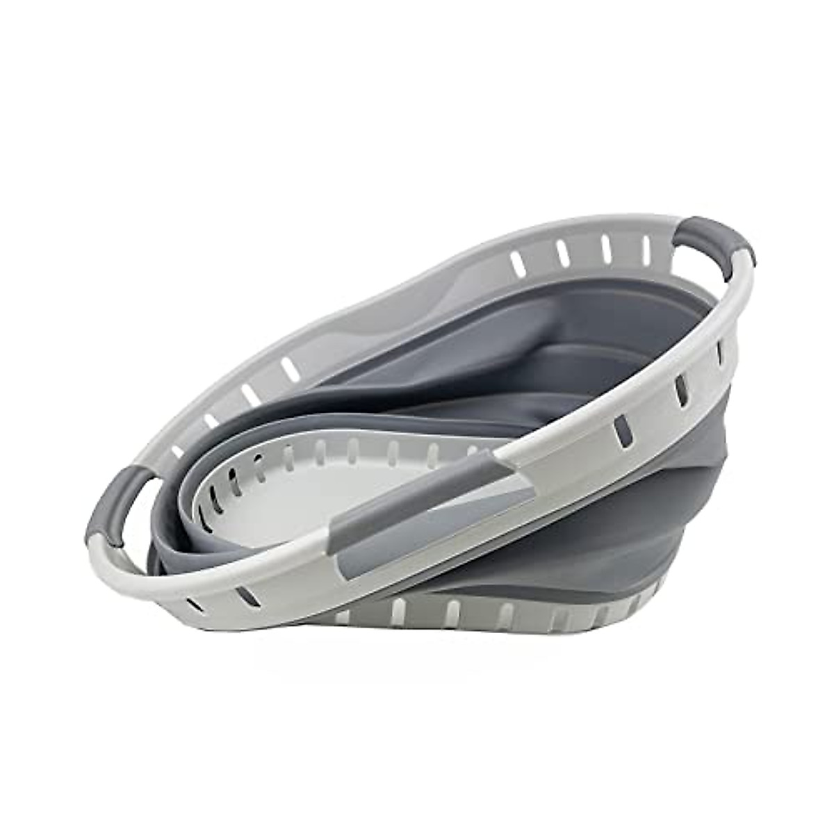 SAMMART 25L (6.6 gallon) Collapsible Plastic Laundry Basket - Foldable Pop Up Storage Container/Organizer - Portable Washing Tub - Space Saving Hamper/Basket (1, Grey)