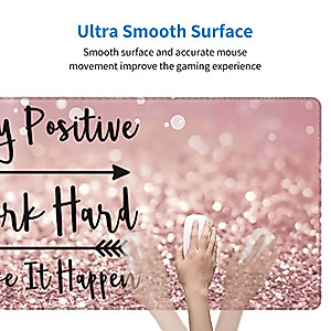 Inspirational Quote Pink Mouse pad for Desk Cute Pink Desk Accessories, Large Desk Mat,Keyboard pad Laptop mat(31.5x11.8in) Laptop Protector Computer Accessories Cute