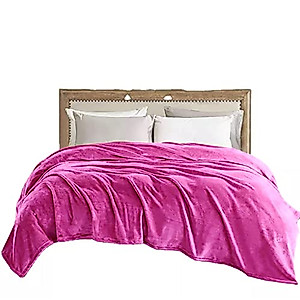 Home Must Haves Solid Hot Pink Affordable Bed Blanket Bedding Throw Fleece Super Soft Warm (Queen), (Hot Pink Blanket 1)