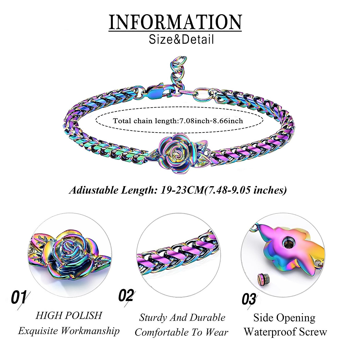 zeqingjw Cremation Jewelry Rose Flower Urn Bracelet for Ashes for Women Adjustable Keepsake Memorial Bracelet Urn Bangle Ashes Holder