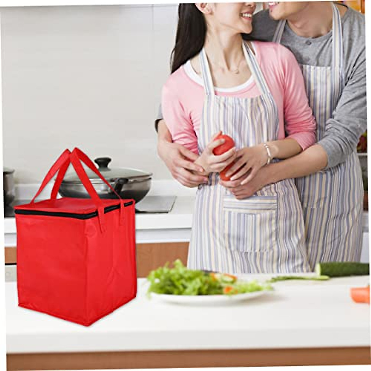Reusable Shopping Insulated Bags Heavy Duty Thermal Totes with Zipper and Handle for Food Delivery Blue M