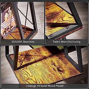 LiebeRen Bookshelf, 4-Tier Small Bookshelf, Corner Bookshelf, Corner Shelves Stackable, Display Bookshelf for Books and Artwork, Modern Bookshelf, Short Bookshelf in Ironwood Combination.