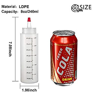 Squeeze Bottles, 12 Pack of 8 oz Plastic Condiment Squeeze Bottles with Red Caps - Great for Ketchup, Sauces, Icing, Cookie Decorating, Crafts, Liquid