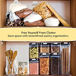 Simply Gourmet Food Storage Containers for Kitchen Organization - Pack of 14 BPA-Free Airtight Organizers for Flour, Sugar, Coffee & More - Includes 32 Labels & 1 Marker.