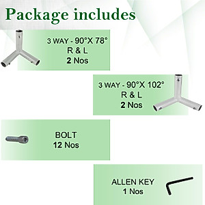 SIMOND STORE Canopy Fitting Kit - 4 Pcs 3 Way Carport Connectors 1-3/8" (Id) Fit with 1-5/16 Inch (OD) of Pipes & Poles - Low Peak Frame Canopy Couplers Joints for Shelter Deck Shed Frame