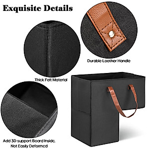WUWEOT L-shaped Stair Basket, Foldable Stair Step Basket Organizer, 16" Large Capacity Staircase Storage Bin with Leather Handles and Internal Support for Carpeted Stairs and Wooden Stairs