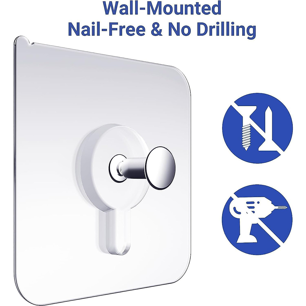 VESTURA Adhesive Wall Hooks for Wall Without Drilling, Self Adhesive Hooks for Wall Heavy Duty Strong Nail Free for Hanging Photo Frame, Wall Clock, Kitchen Accessories Items(Round Hook - 15)