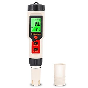 Digital Salinity and pH Tester for Saltwater Pool, HOICATED 5 in 1 pH Salt TDS EC Temp Meter for Swimming Pool Water, Accurate Salt Tester for Saltwater Aquariums, PPM and EC Meter for Hydroponics