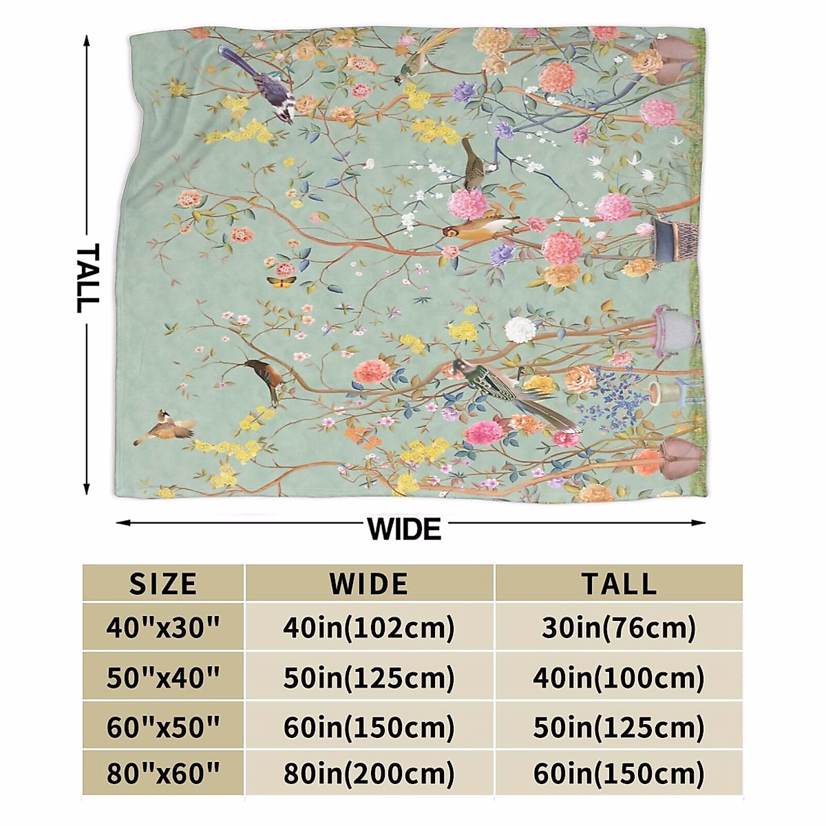 Exroozy Bird Floral Throw Blanket Flower Bird Blanket Gifts for Women Men Adults Kids Ultra Soft Cozy Warm Plush Fleece All Season Blanket Decoration for Couch Bed Sofa Chair Dorm 40''X50''
