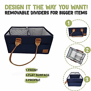 WLYATF Baby Diaper Caddy Organizer With Handle, Baby Diaper Storage Organizer Diaper Caddy Basket Diaper Organizer For Changing Table Felt Bag Fabric Caddy Crib Caddy Organizer