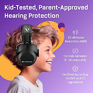 Vanderfields Kids Ear Protection - Age 3-16 - 26dB - Noise Canceling Headphones Kids - Ear Muffs for Kids - Kids Noise Cancelling Headphones - Earmuffs for Autism, Boys, Girls, Toddlers & Children