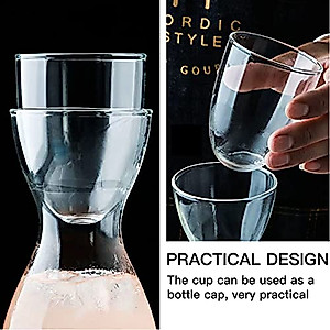 Bedside Water Carafe Set with Tumbler Glass Set for Bathroom Mouthwasher Dispenser Decanter with Cup Glass Pitcher Bottle Container, Nightstand or Kitchen, 600ml/20oz