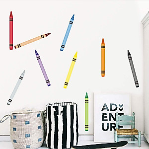 CozyDecor Crayon Decorations Wall Decals DIY Stickers for Kids Preschool Classroom Playroom 12 inch Long