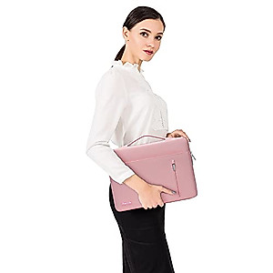 MOSISO 360 Protective Laptop Sleeve Compatible with MacBook Air/Pro, 13-13.3 inch Notebook, Compatible with MacBook Pro 14 2023-2021 A2779 M2 A2442 M1, Horizontal Bag with Belt&Right Pocket, Pink